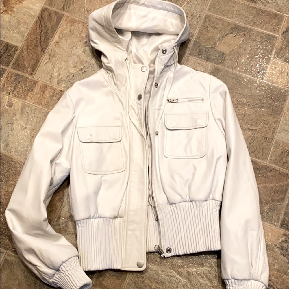 White Leather Jacket - Gem